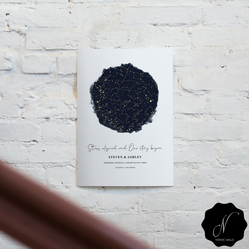 Realistic Star Map Art Star Map by Date Personalized Star - Etsy