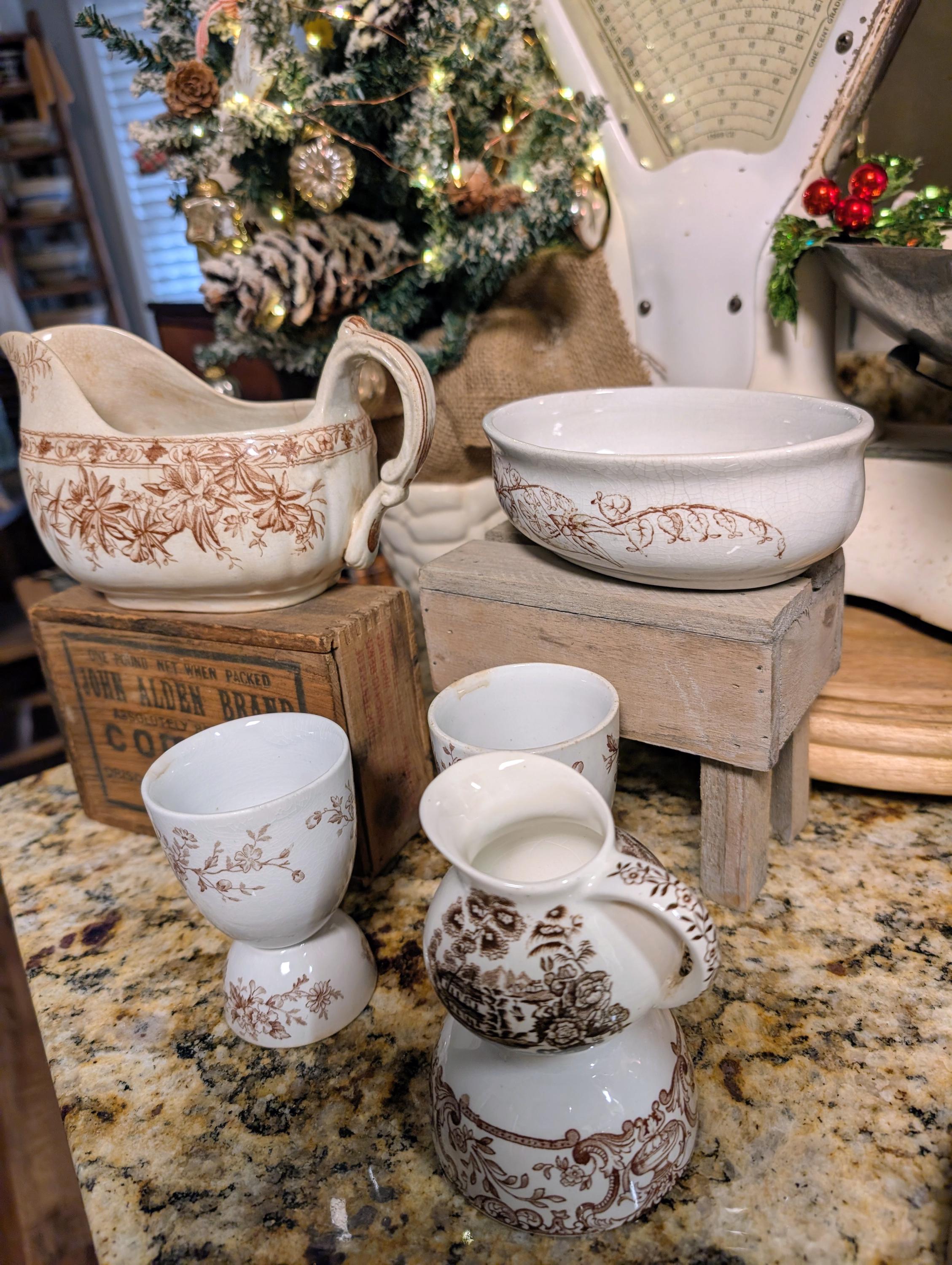 Vintage Brown Transfer Ware Individual Cream Pitcher Crownford England ...