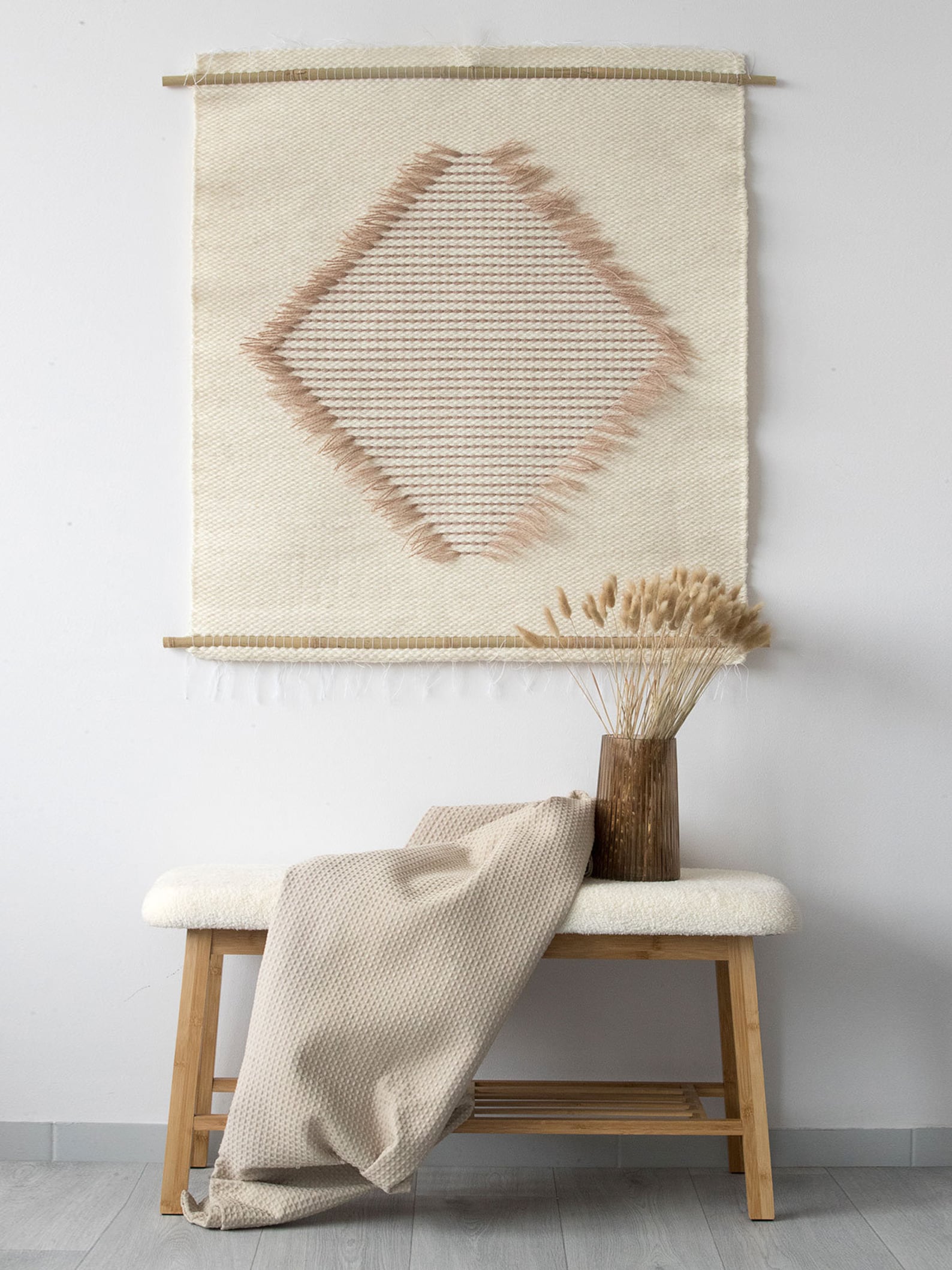 Handwoven Geometric Wall Hanging - Small Diamond Wall Tapestry ...