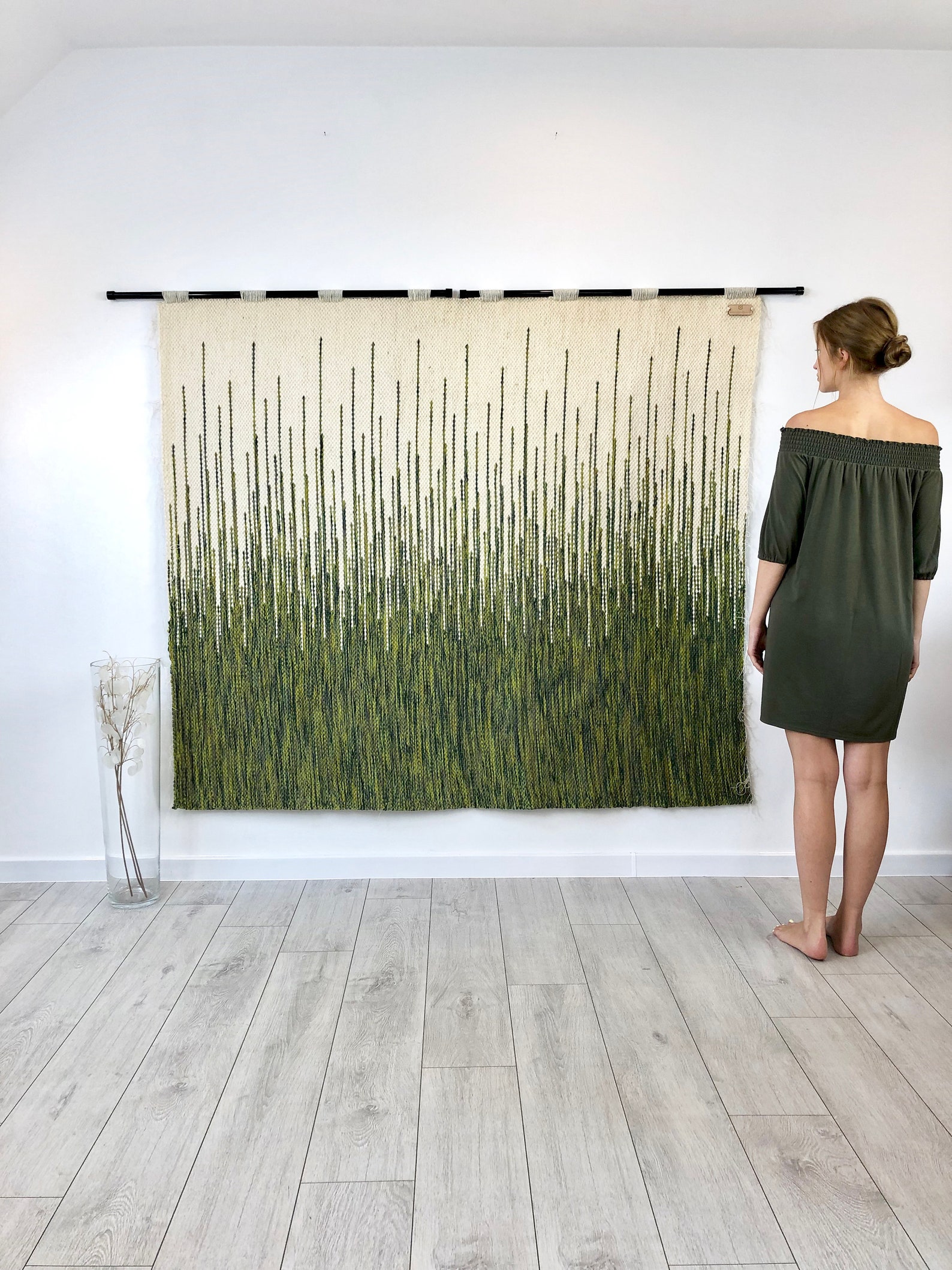 Large Wool Boho Decor, Dip Dyed Yarn Wall Hanging, Wolle Ornament, Wool ...