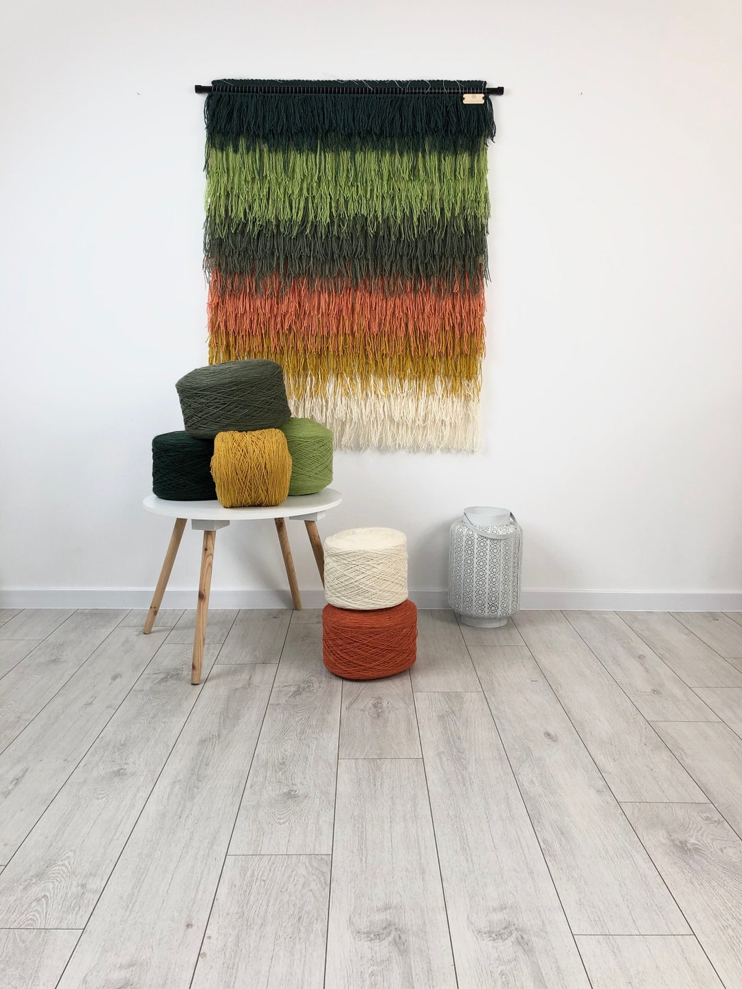 Large Wool Art, Wool Wall Decor, Natural Knitting Wool, Macrame ...