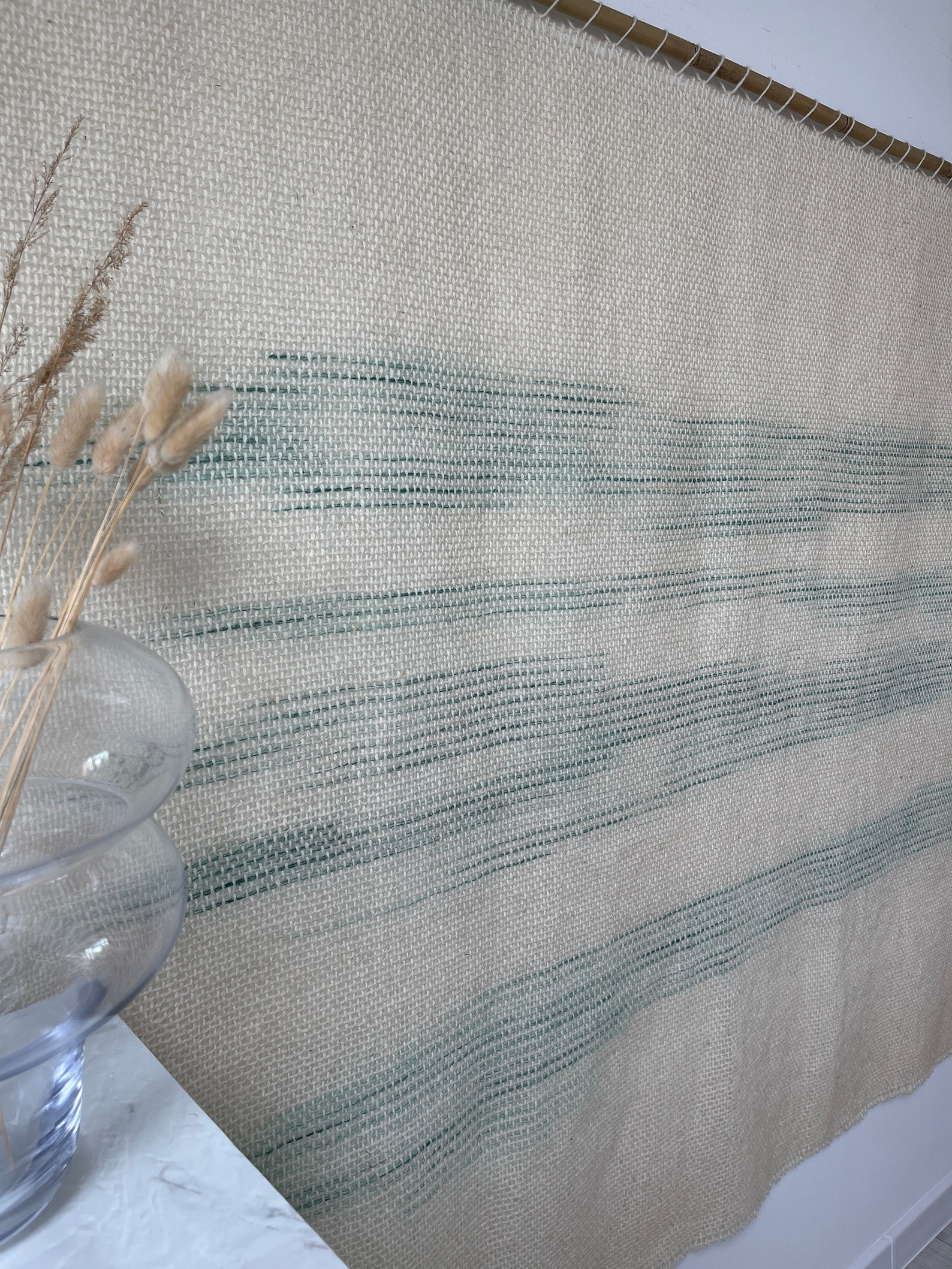 Green Wool Boho Decor Dip Dyed Wall Hanging Wolle Ornament Large Wool ...