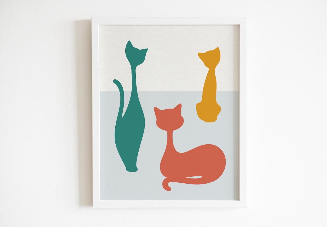 Mid-century Cats Print, Atomic Cats, Retro Cat Poster - Etsy