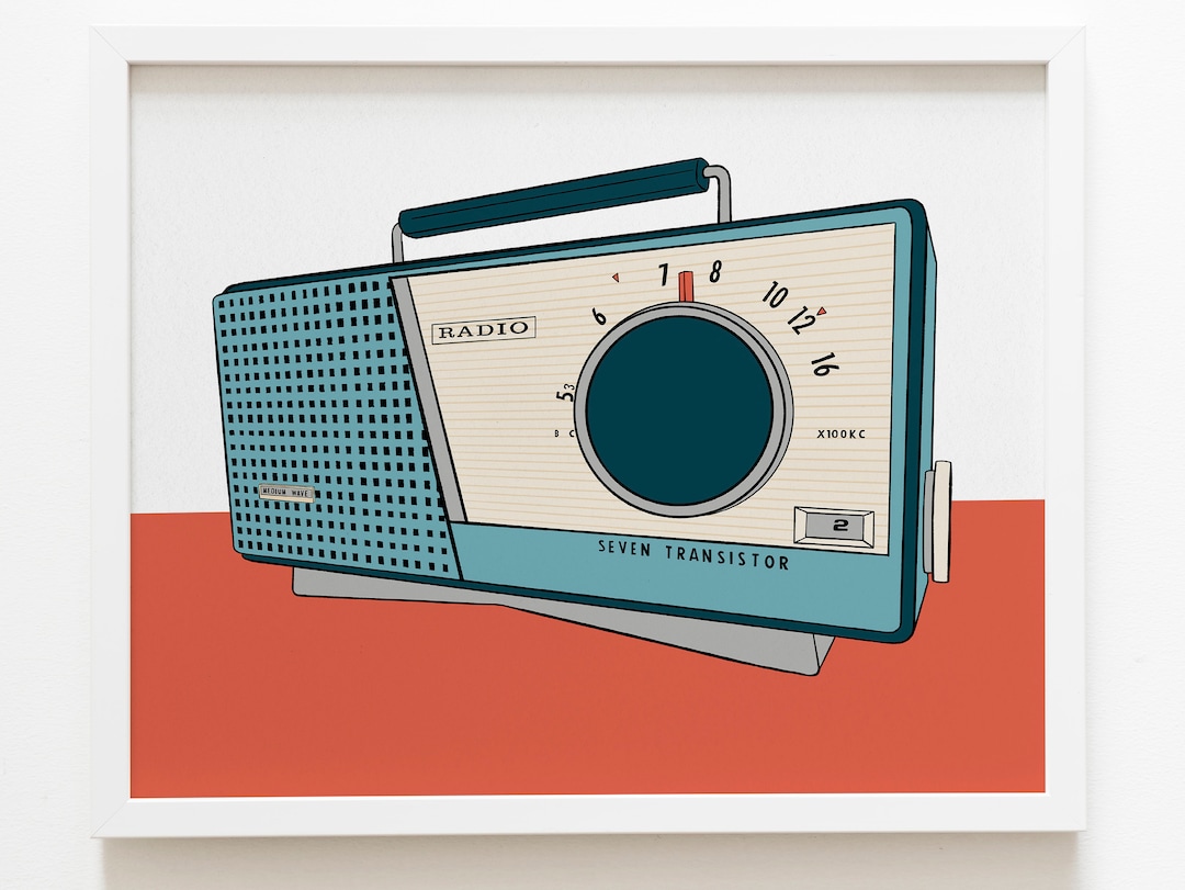 Transistor Radio Print, Vintage Radio Poster, Atomic Age Decor, Mid ...