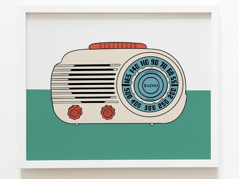 Vintage Radio Poster, Cloud Radio Print, Mid-century Poster - Etsy