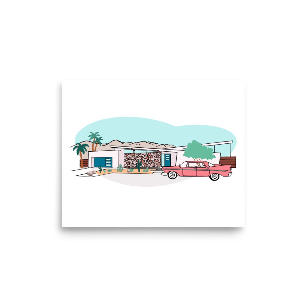 Mid-century Modern House Art Retro Print for Atomic Age Aesthetic - Etsy