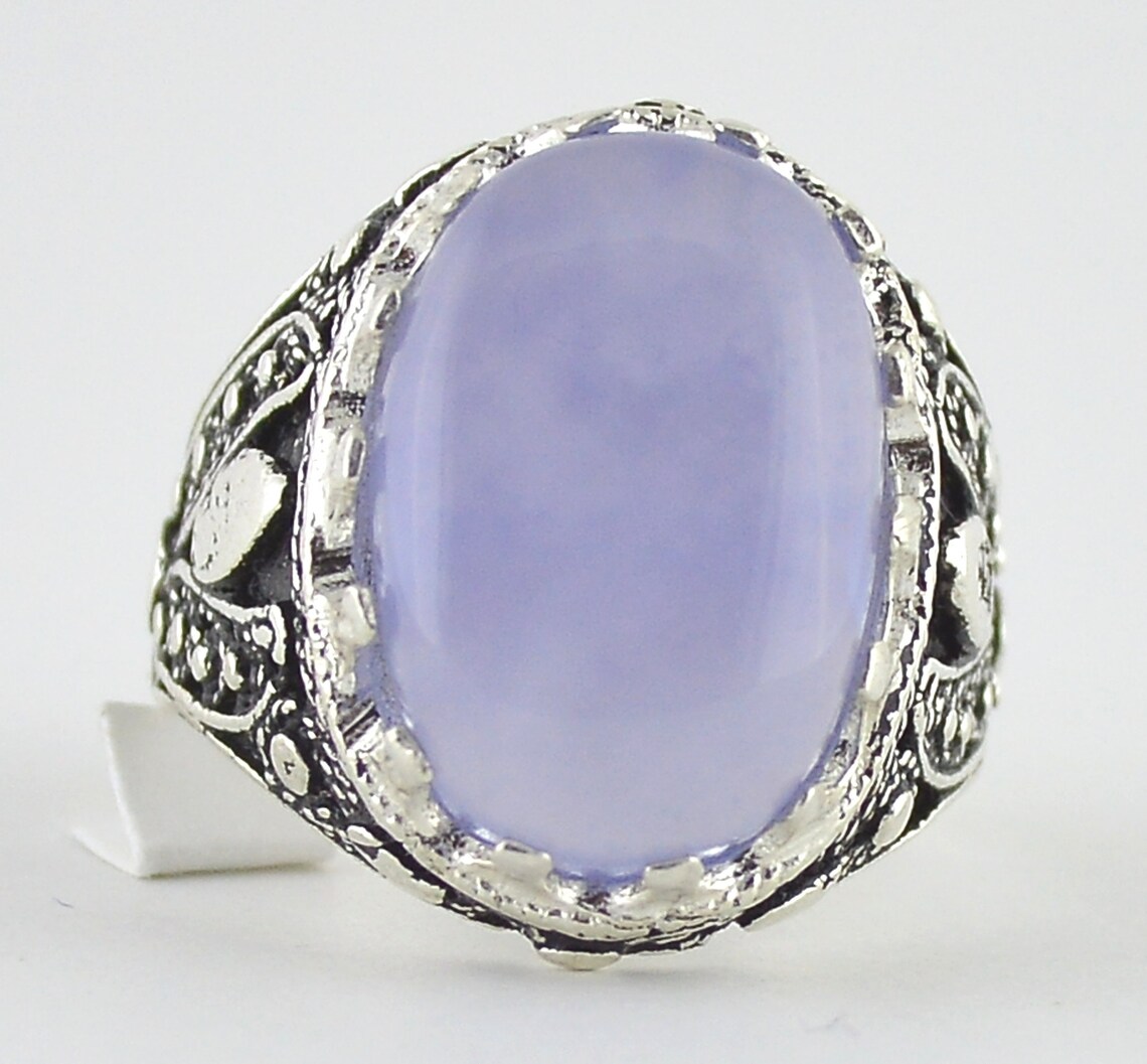 Yemen Blue Aqeeq Aqiq Agate Genuine Gemstone Ring Set on | Etsy