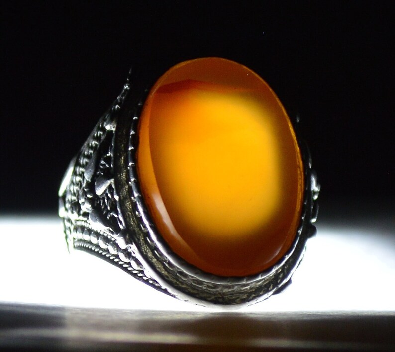 Original Yemeni Handmade Aqeeq Agate Sterling Silver Men Yemen Akik ...
