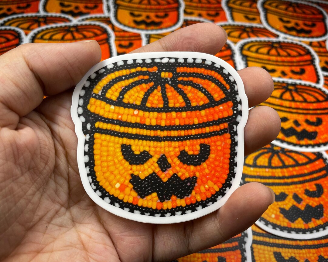 Jack-o-lantern Halloween Bucket Sticker - Etsy