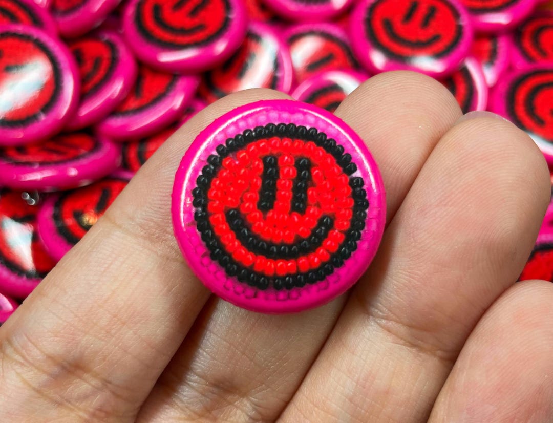 Smiley Face Pin - Red/fuchsia - Etsy