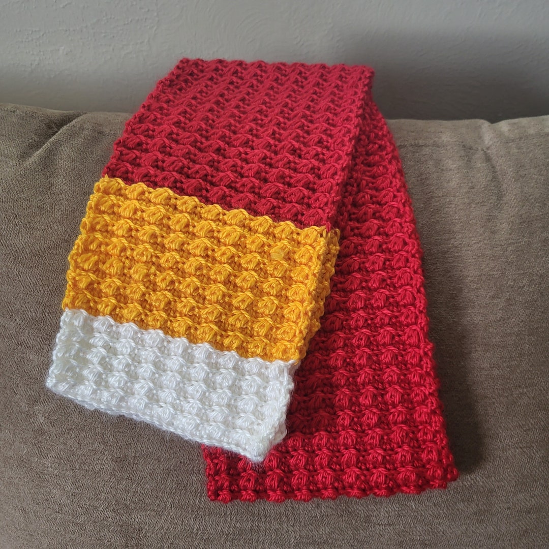 KC Chiefs Scarf Red White and Gold. Made With Baby Yarn. - Etsy