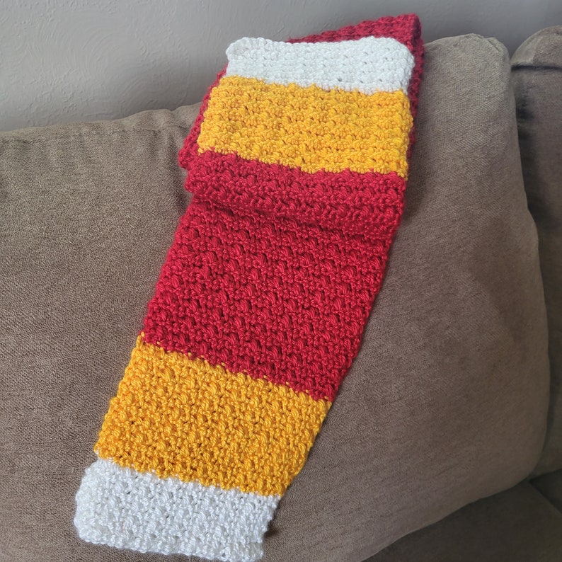 KC Chiefs Scarf Red White and Gold. Made With Baby Yarn. - Etsy