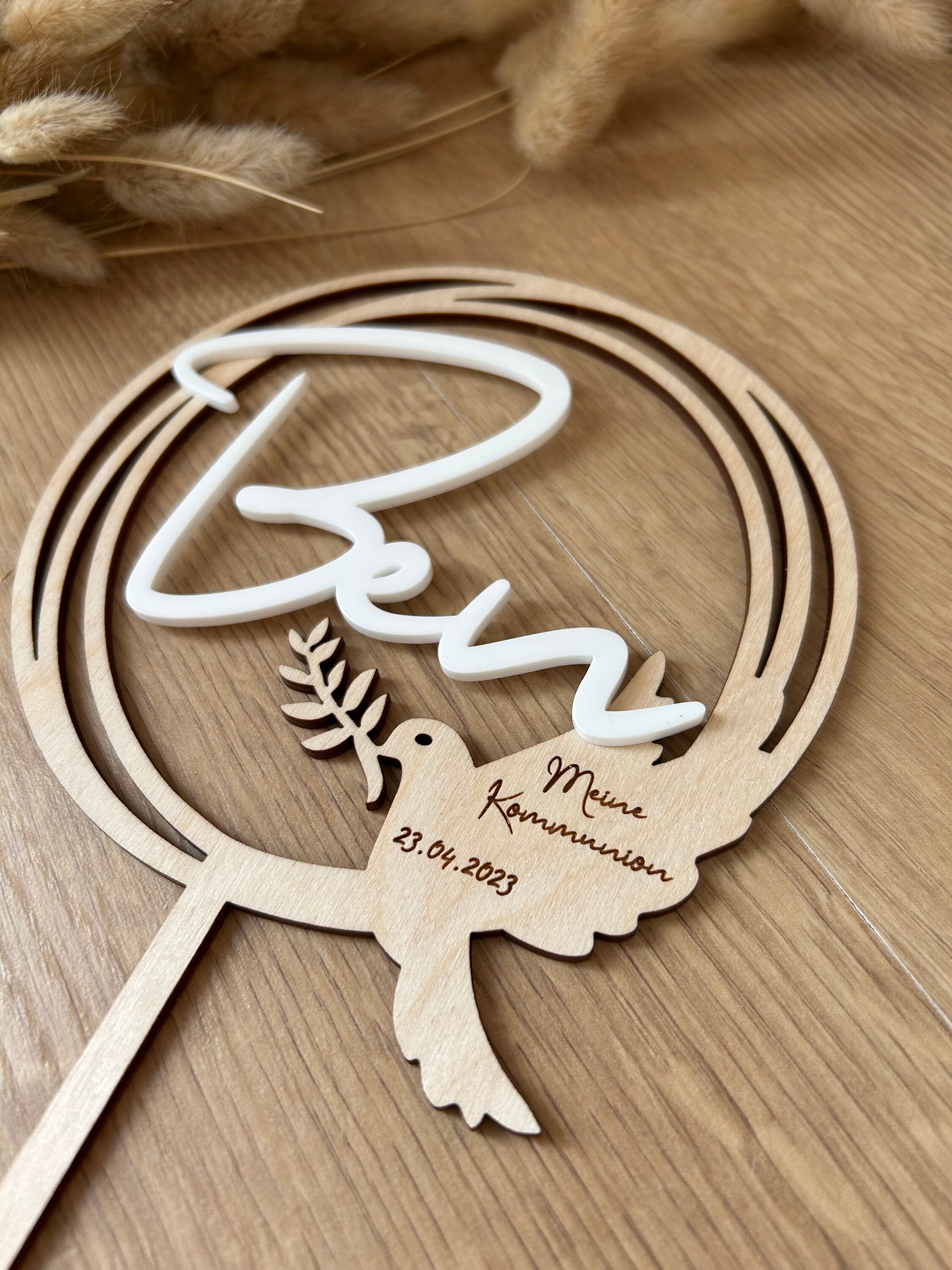 Cake Topper Holz mit Name in Acryl 3D Effekt Motiv Taube - Etsy.de