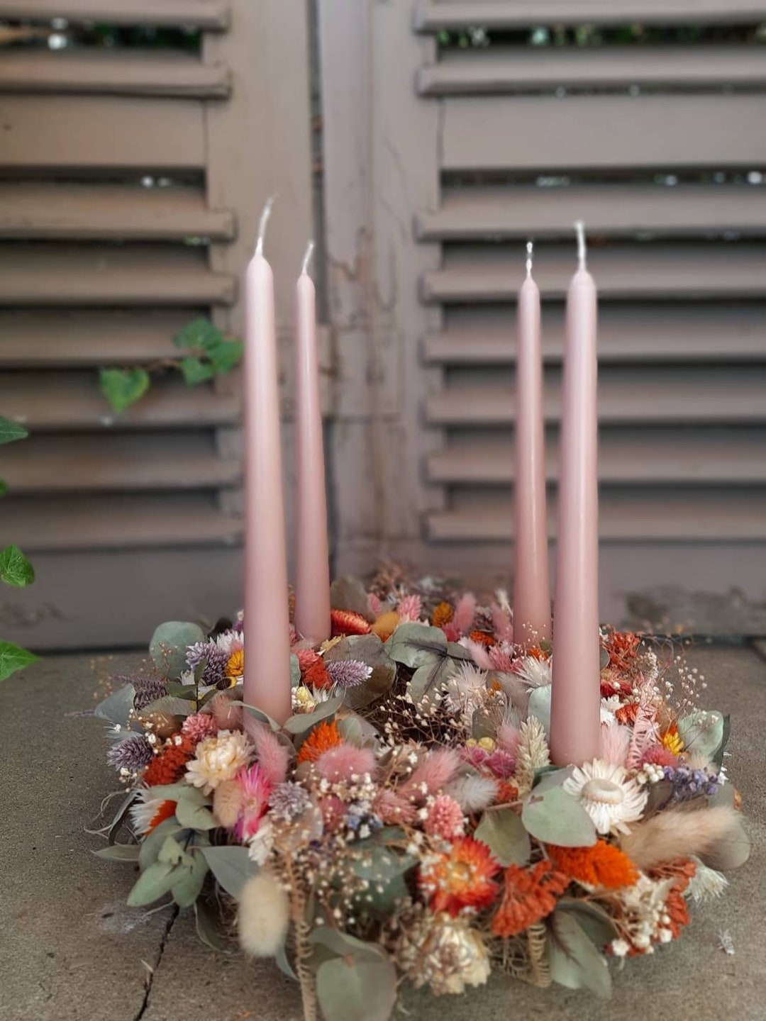 Advent Wreath Made of Dried Flowers Dried Flower Wreath - Etsy