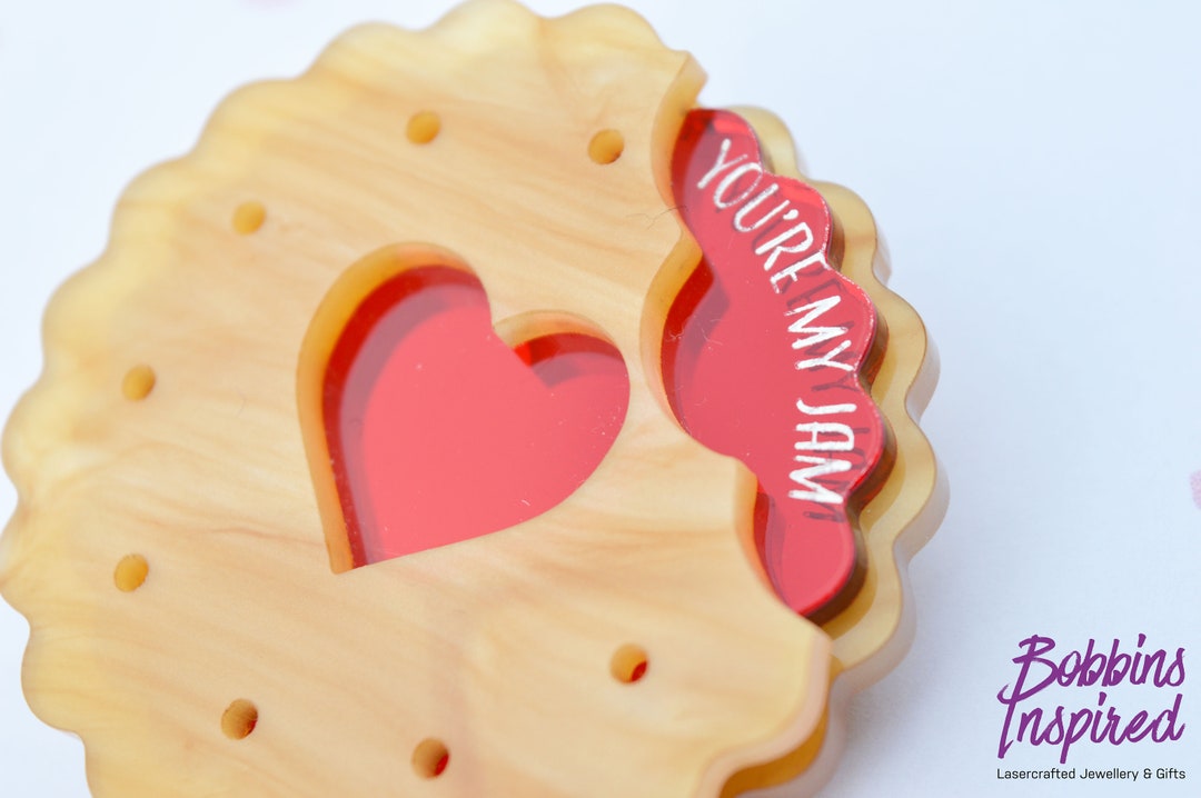 You're My Jam Brooch - Jam Biscuit - Valentines - Acrylic Brooch - Etsy UK