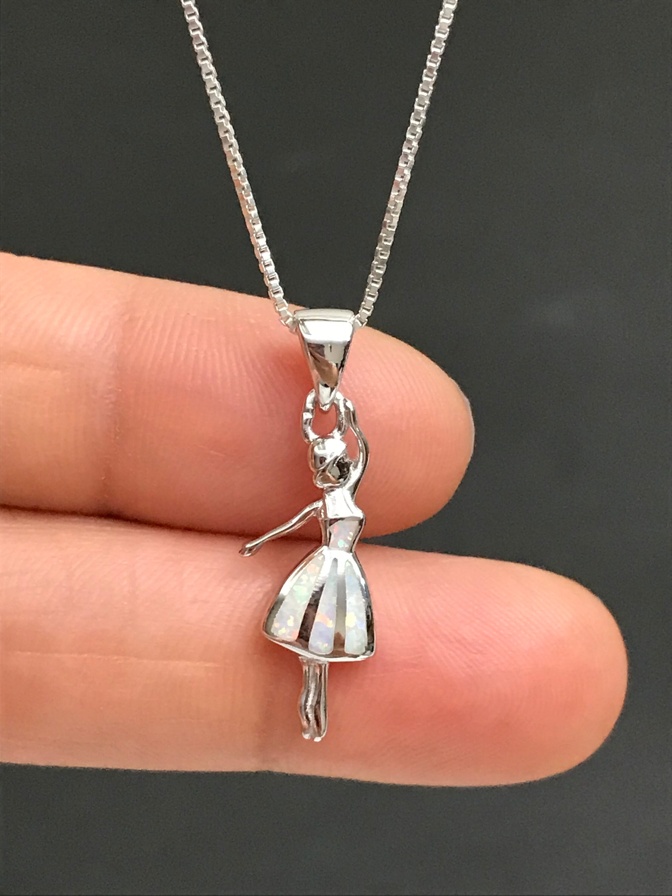 Opal Ballerina Necklace Sterling Silver Dancer Charm Pendant - Etsy