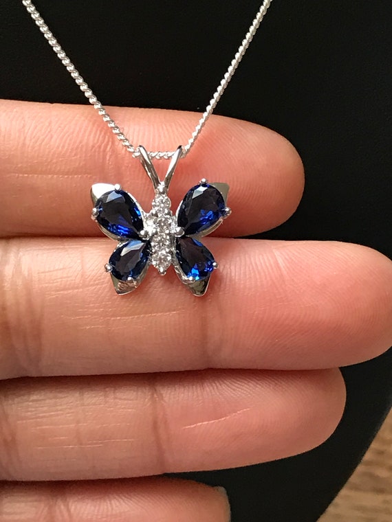 Blue sapphire butterfly necklace store