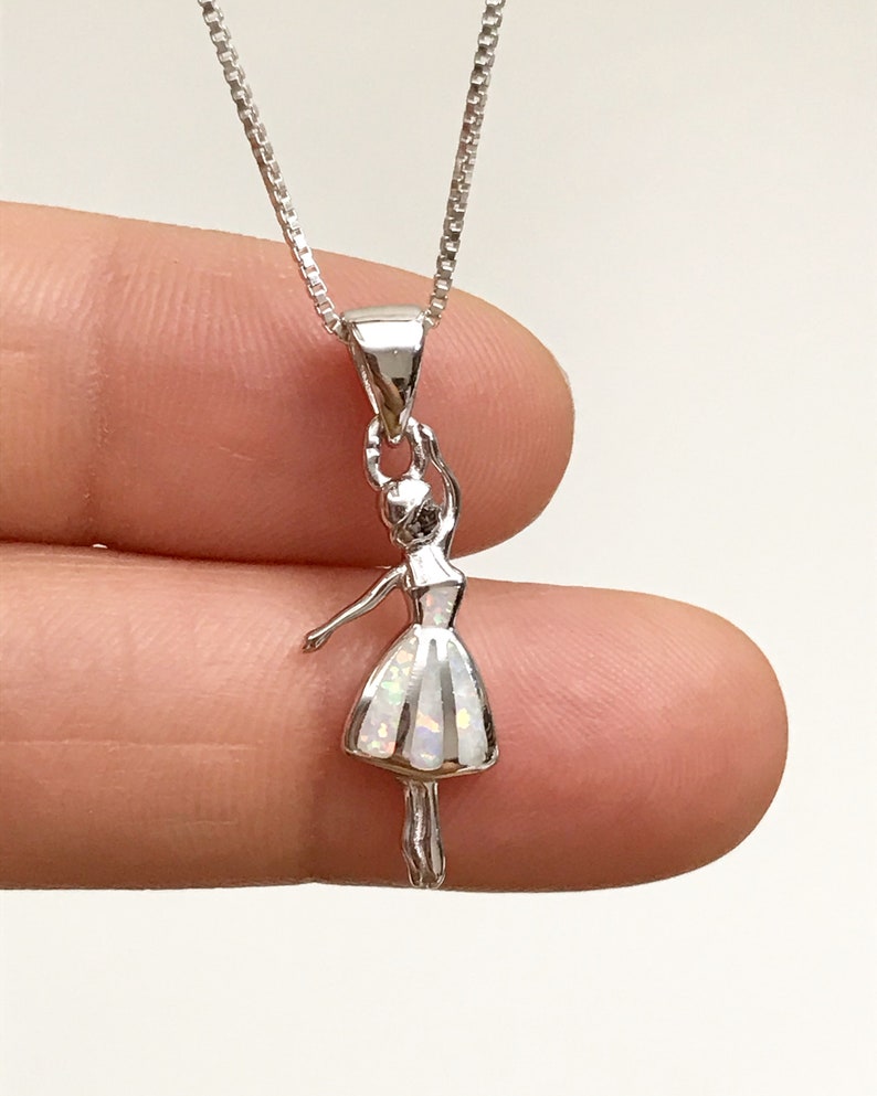 Opal Ballerina Necklace Sterling Silver Dancer Charm Pendant - Etsy