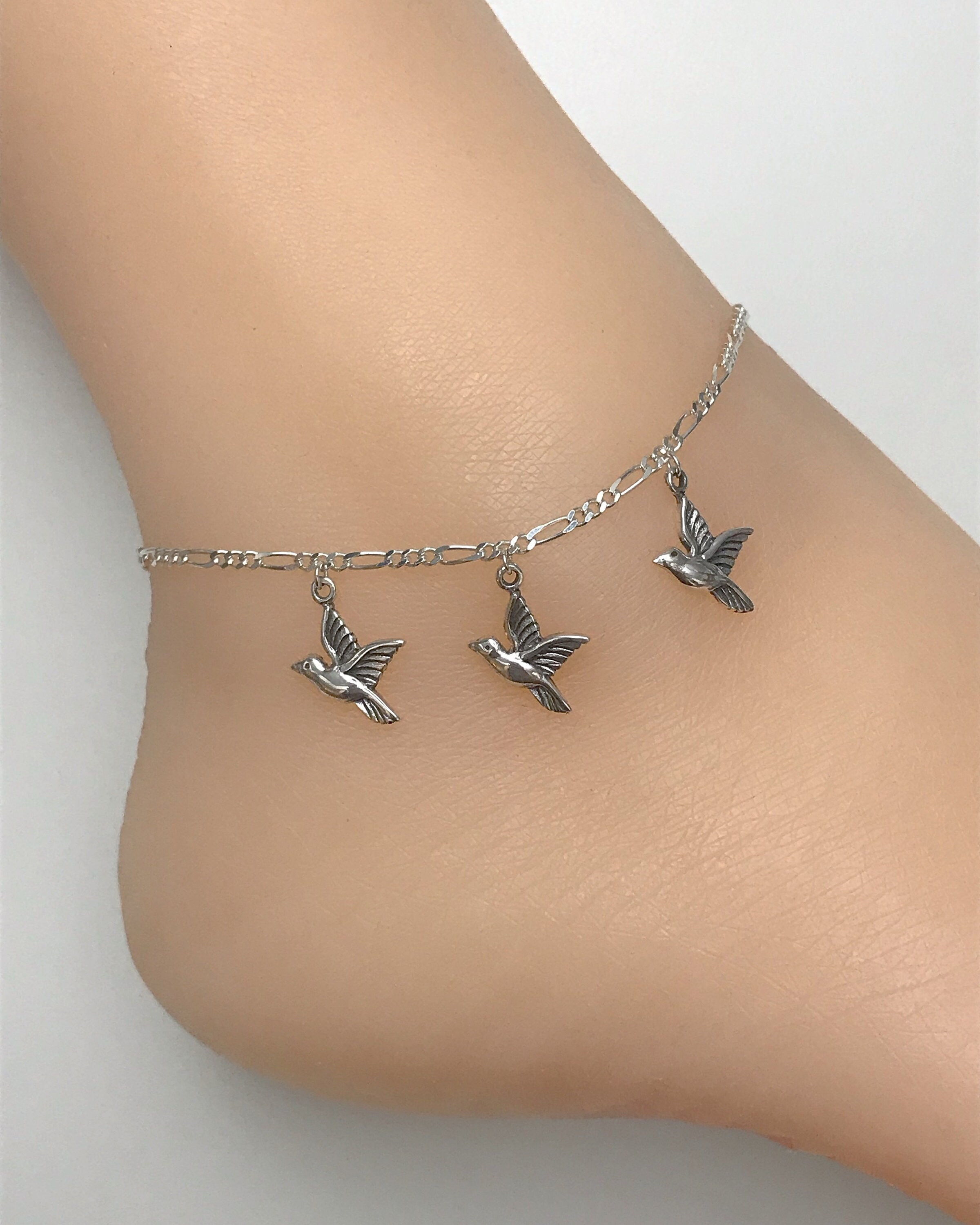 Hummingbird Anklet Sterling Silver Beaded Ankle Bracelet | Etsy