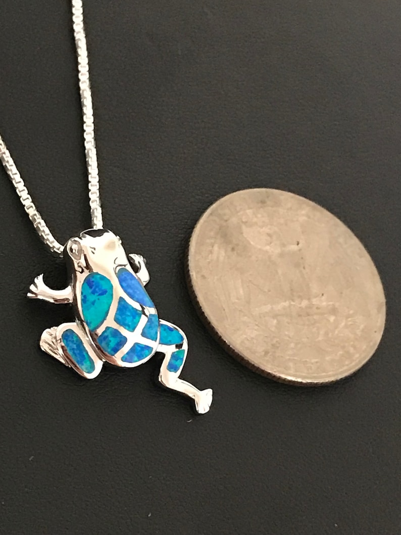 Frog Necklace Sterling Silver Blue Opal Frog Pendant Frog | Etsy