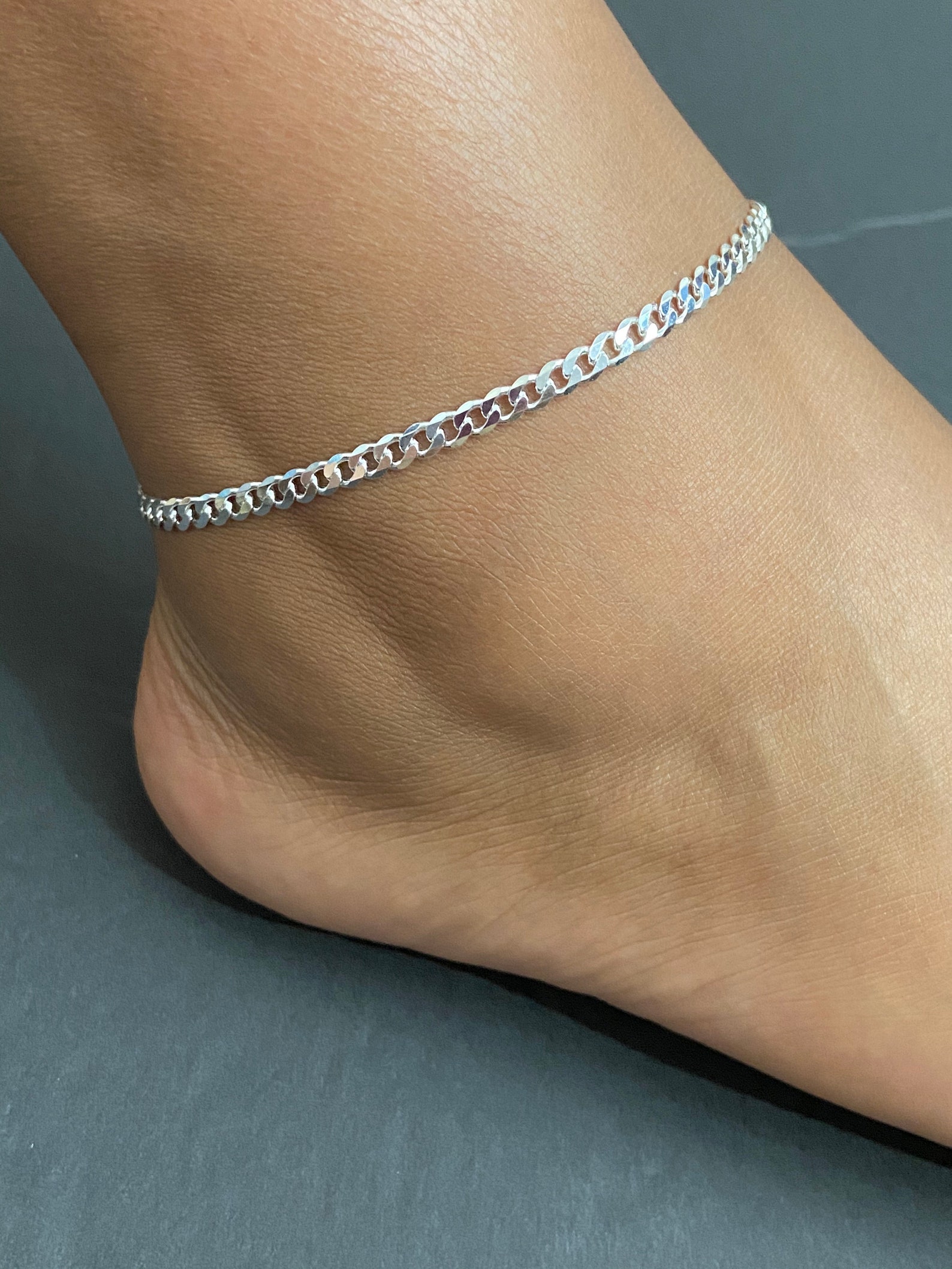 Curb Chain Anklet, Sterling Silver Ankle Bracelet, Everyday Simple ...
