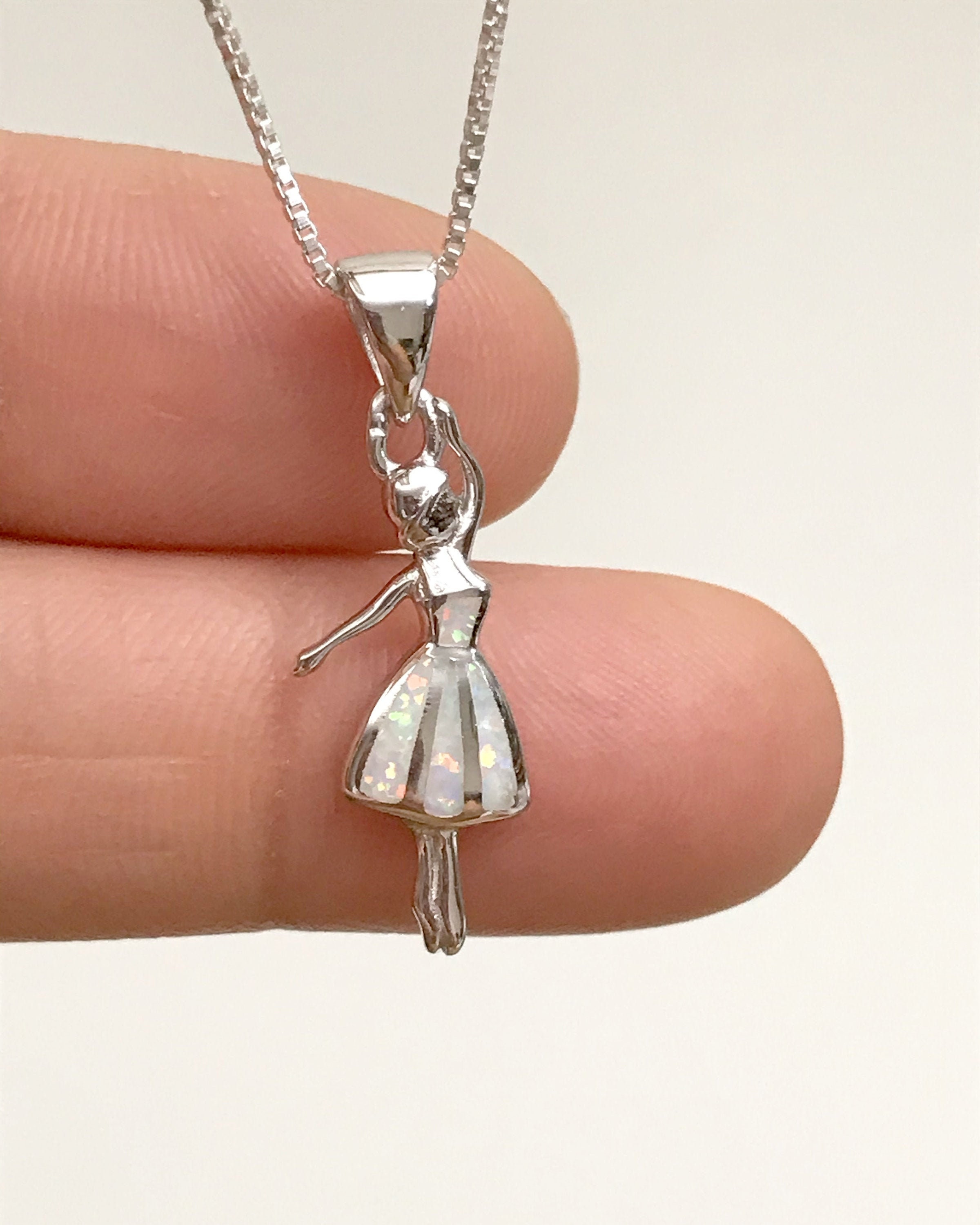 Opal Ballerina Necklace Sterling Silver Dancer Charm Pendant - Etsy