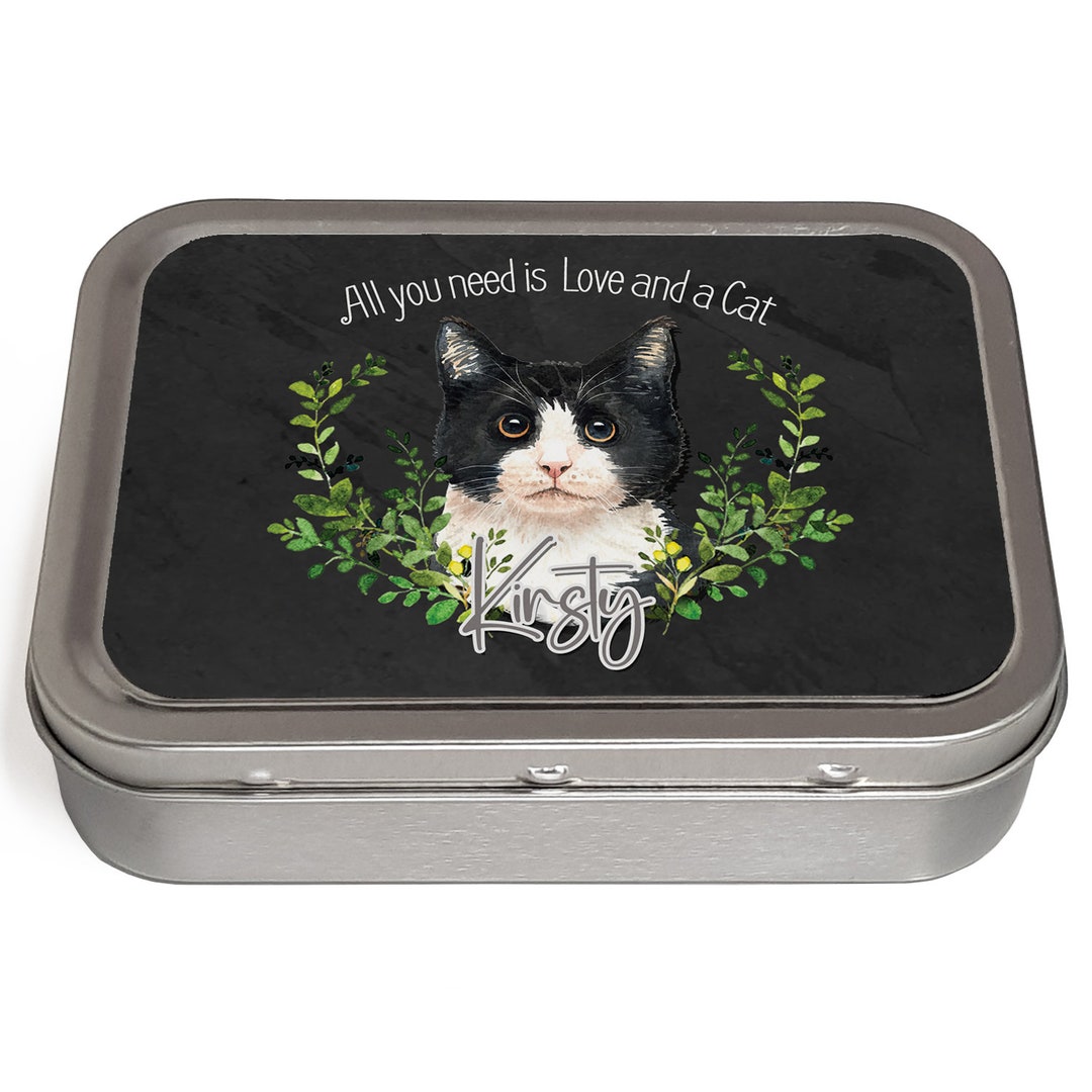 Personalised Black & White Cat Tobacco Tin 2oz Kitten Baccy Tin ...