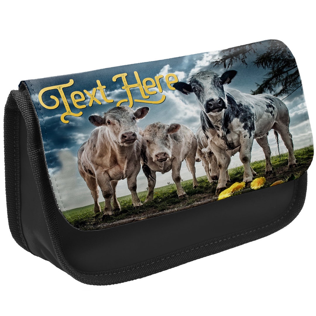 Personalised Cow Pencil Case Adult Stationery Bag Glasses Case Country ...