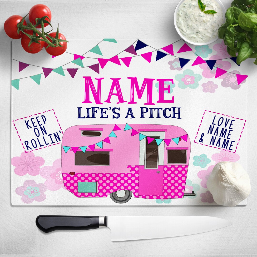 Personalised Caravan Lifes A Pitch Quote Glass Chopping Board - Etsy