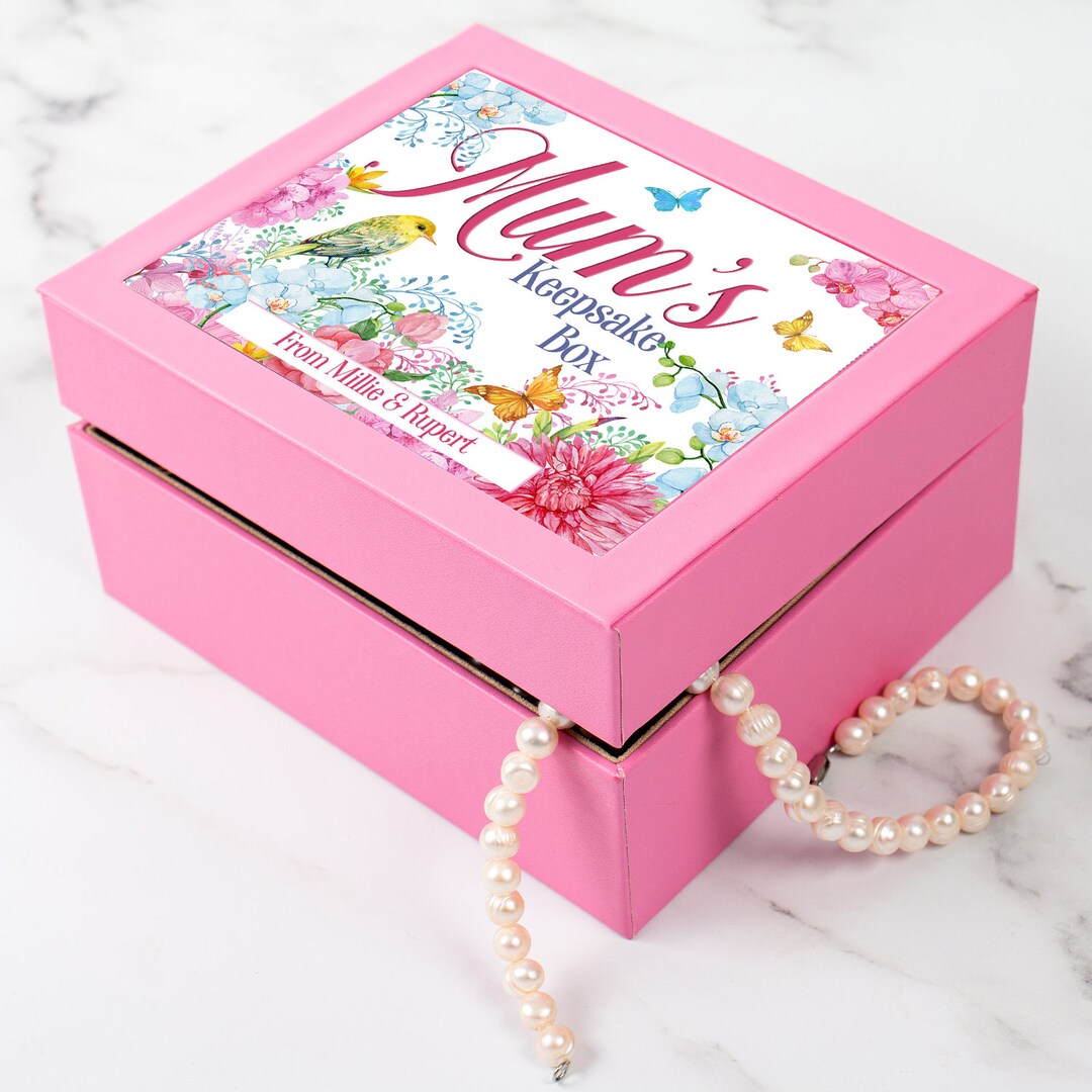 Personalised Mum Keepsake Box Floral for Mummy Mom Mother Mam Jewellery ...