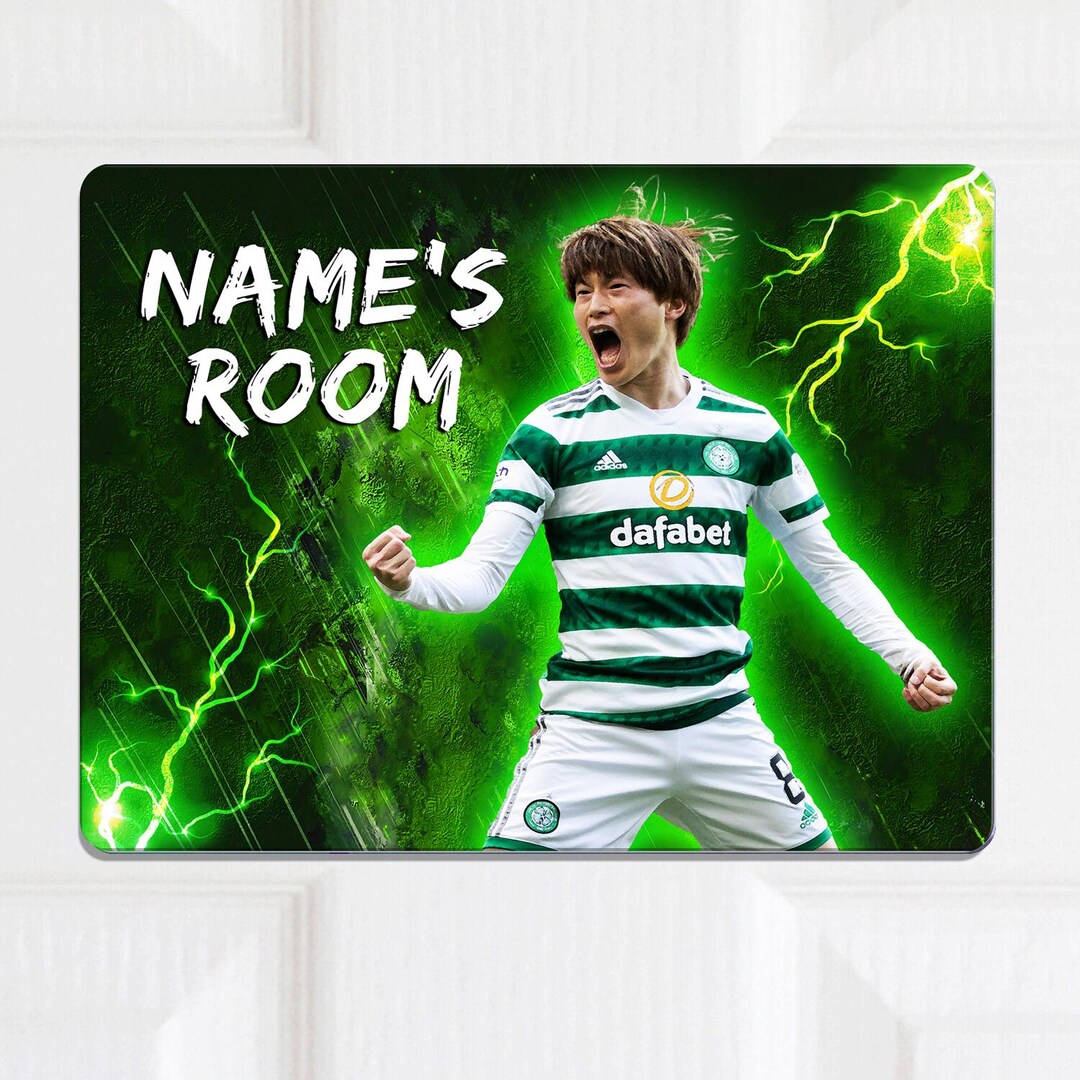 Personalised Kyogo Football Door Sign Kids Bedroom Name Plaque Glasgow ...