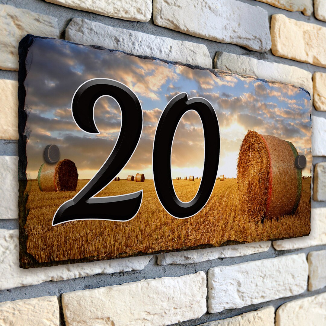 Farm House Number Slate Name Gate Sign Plaque Door Personalised Plate ...