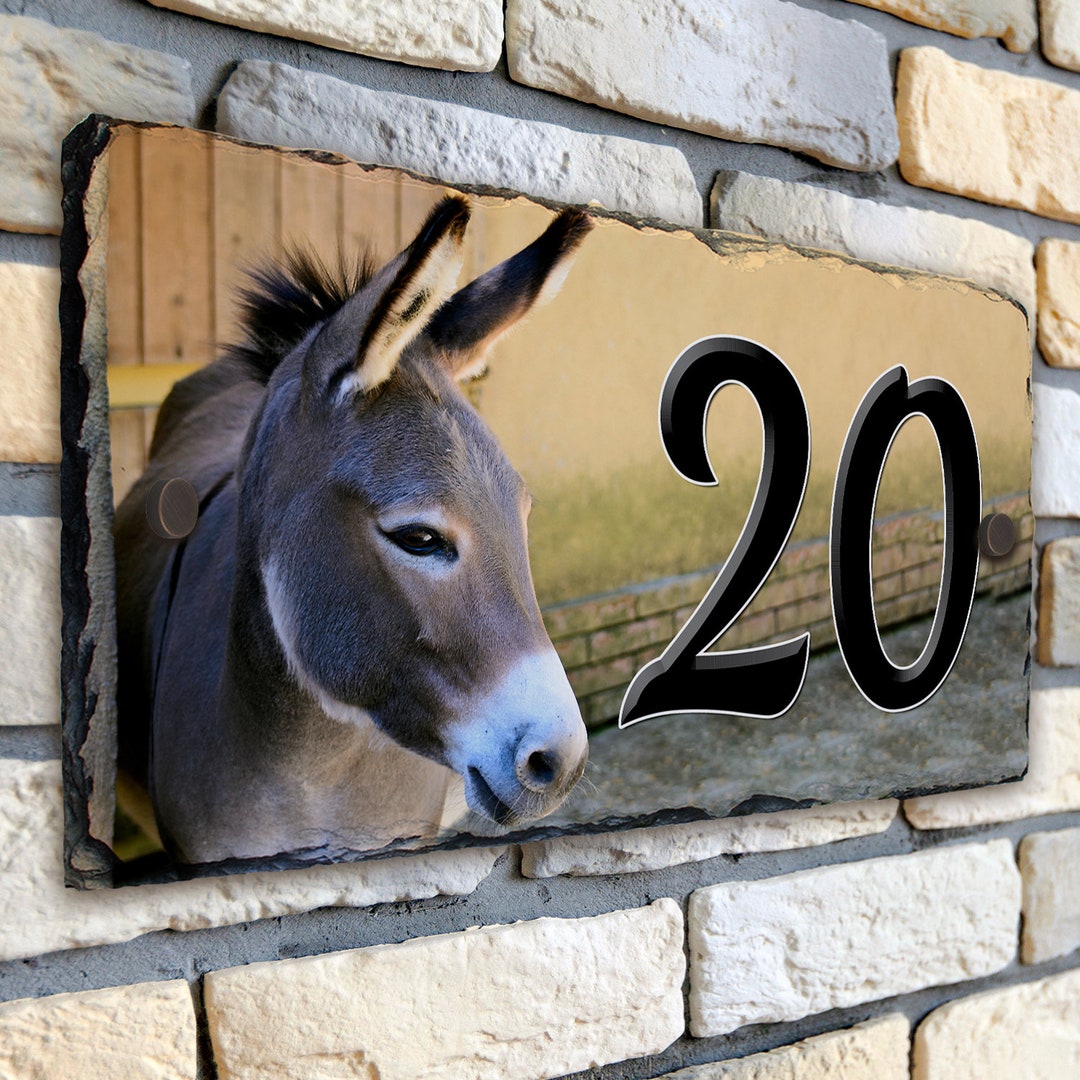 Donkey House Number Slate Name Gate Sign Plaque Door Personalised Plate ...