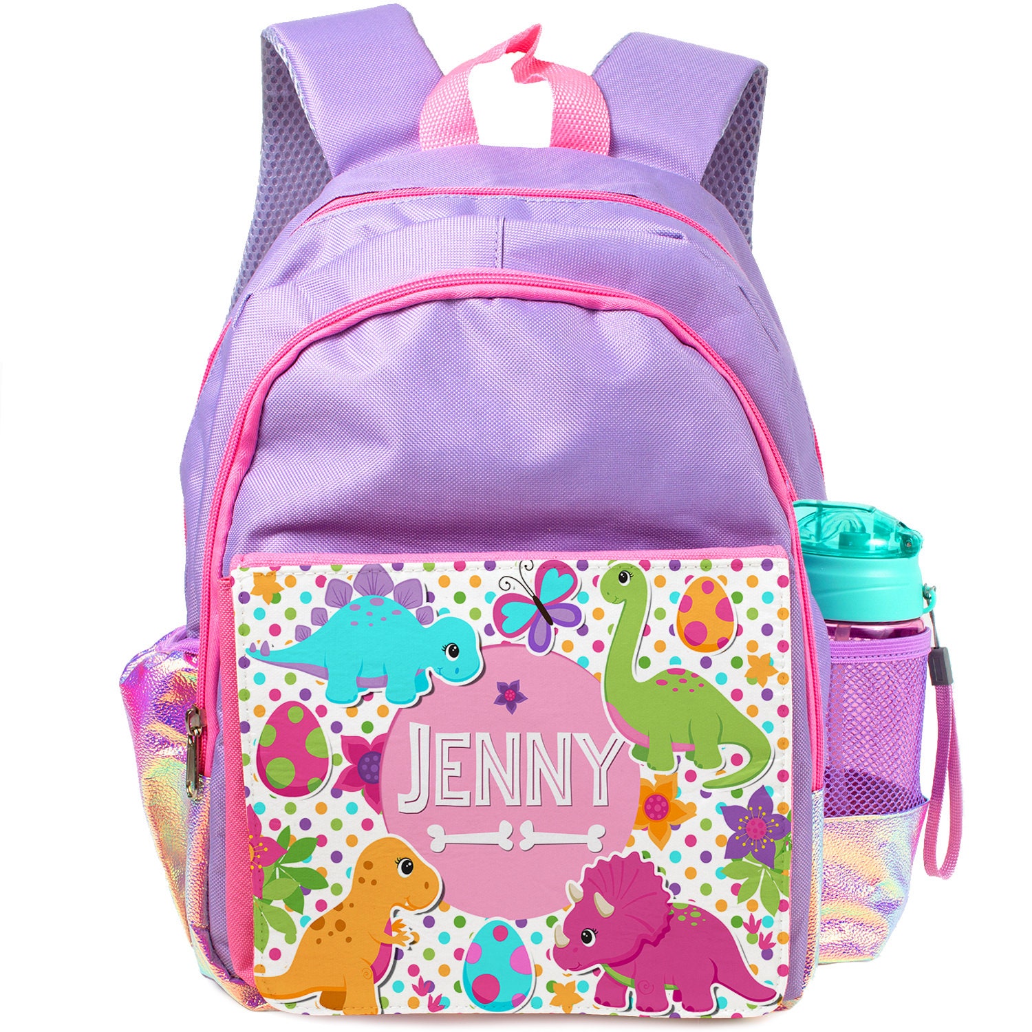 Personalised Girls Dinosaur School Bag Cute Purple Dino | Etsy