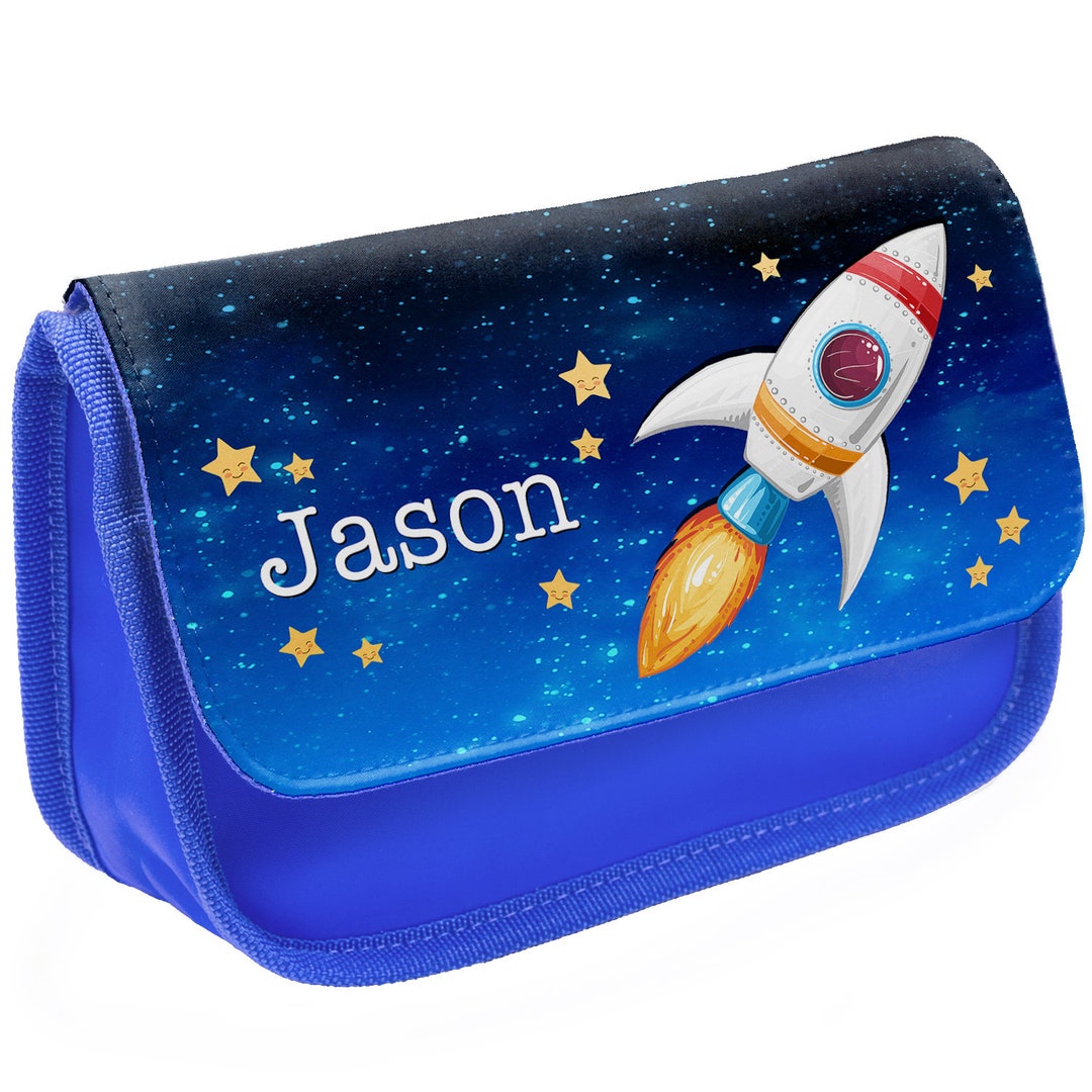 Personalised Boys Rocket Ship Pencil Case Childrens Nursery School ...