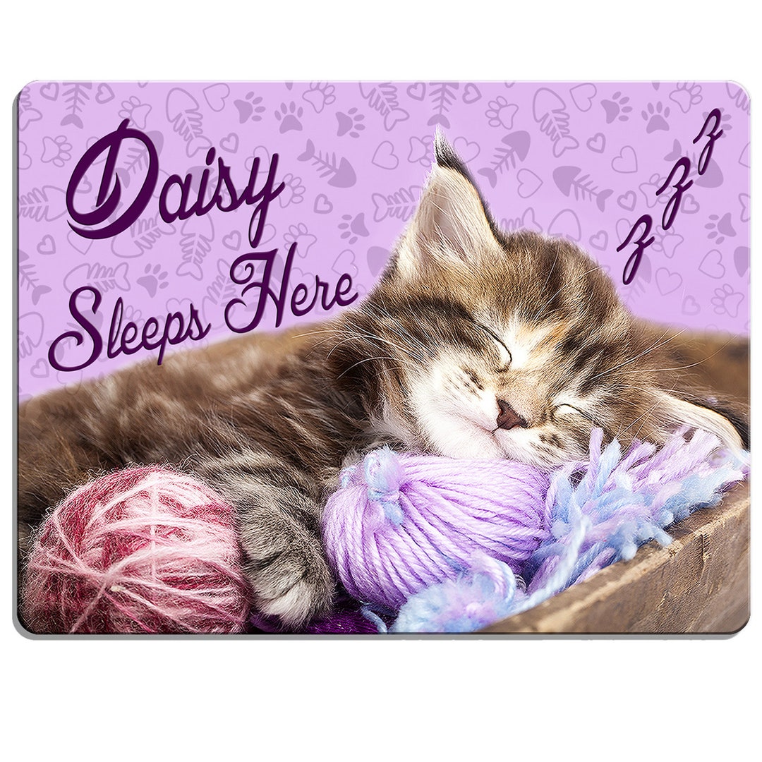 Kitten Door Sign Bedroom Name Plaque Personalised Girls Room Childrens ...