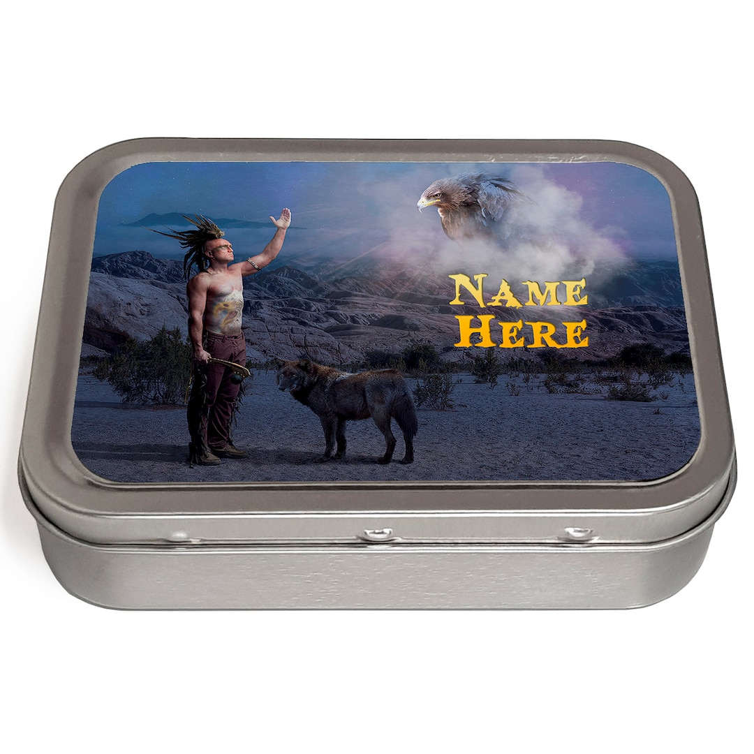Personalised Mens Wolf Eagle Tobacco Tin 2oz Baccy Tin Cigarette ...
