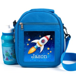 Personalised Rocket Lunch Bag Boys School Insulated Planets Ship ...