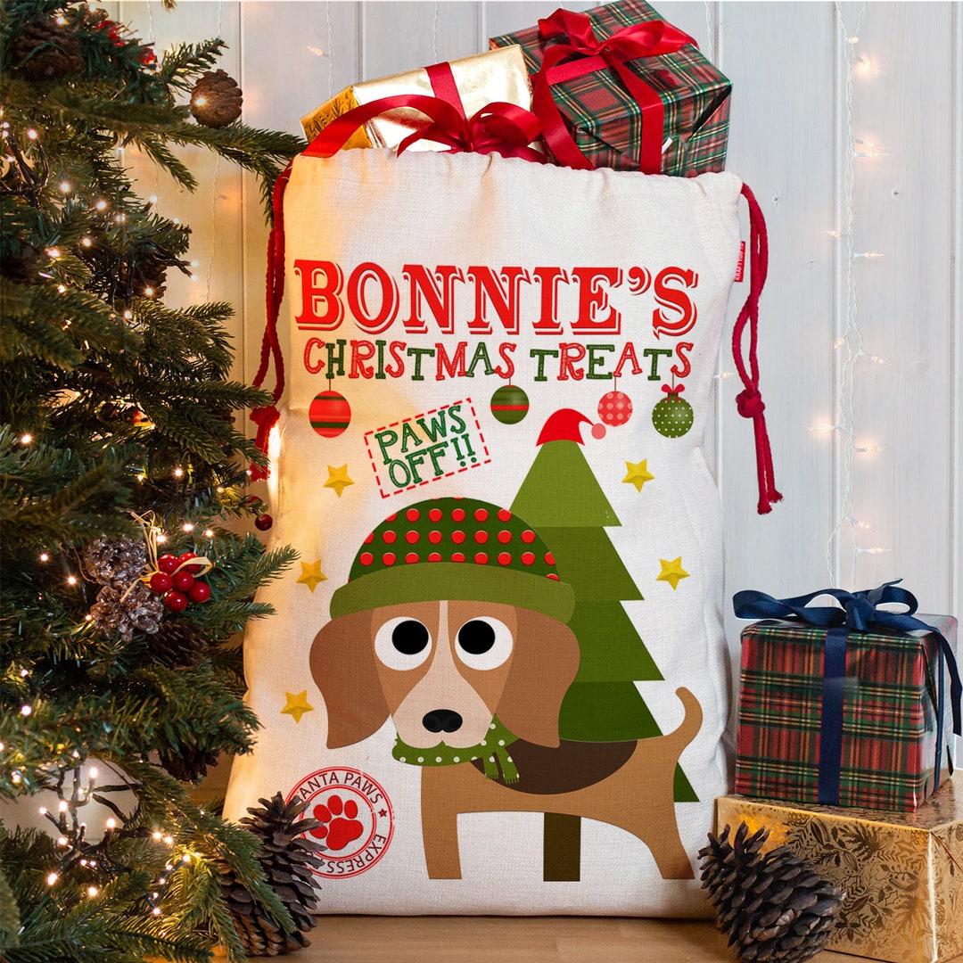 Personalised Beagle Christmas Sack Dog Stocking Santa Treat - Etsy