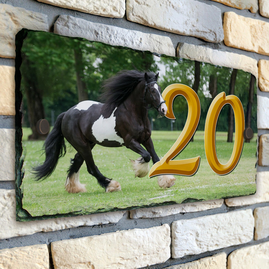 Cob Horse House Number Slate Name Gate Sign Plaque Door Personalised ...