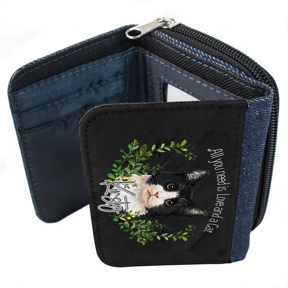 Personalised Cat Purse Coin Wallet Black White Kitten Shopping Purse Money Holder Pretty Pet Owner Gift NDD60 Etsy UK