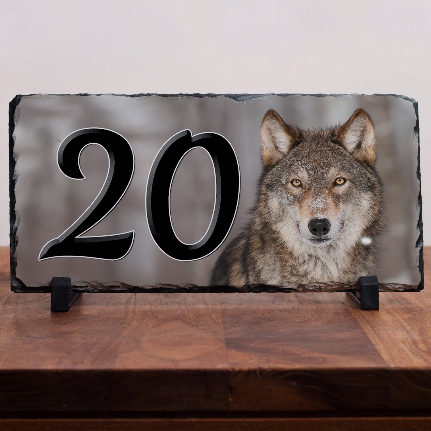 Wolf House Number Slate Name Gate Sign Plaque Door - Etsy UK