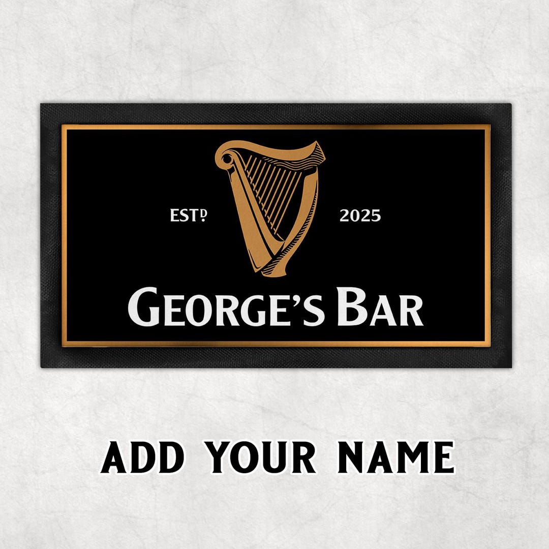 Personalised Guinness Runner Rubber Beer Mat Home Pub Man Cave Outdoor ...