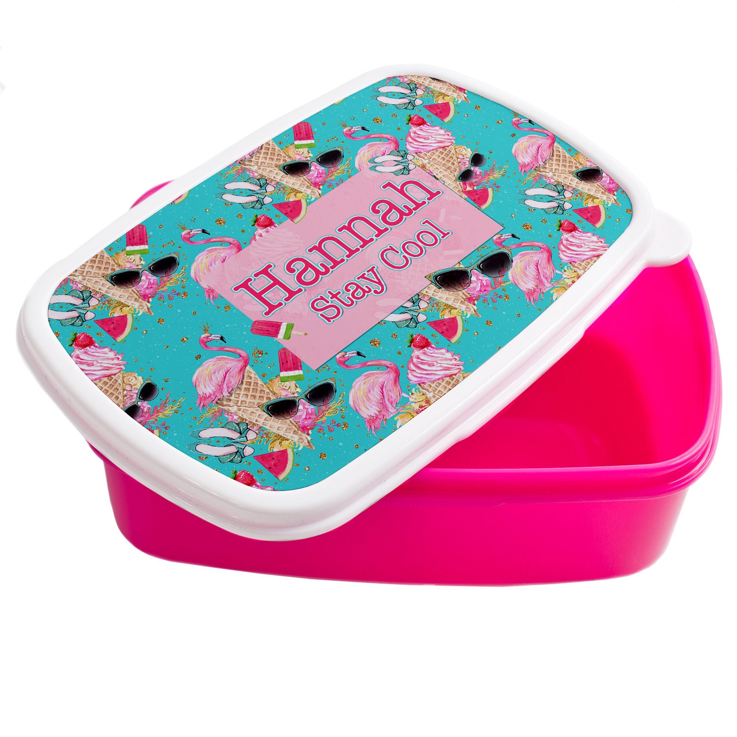 Personalised FLAMINGO Lunch Box Funny School Snack Sandwich | Etsy