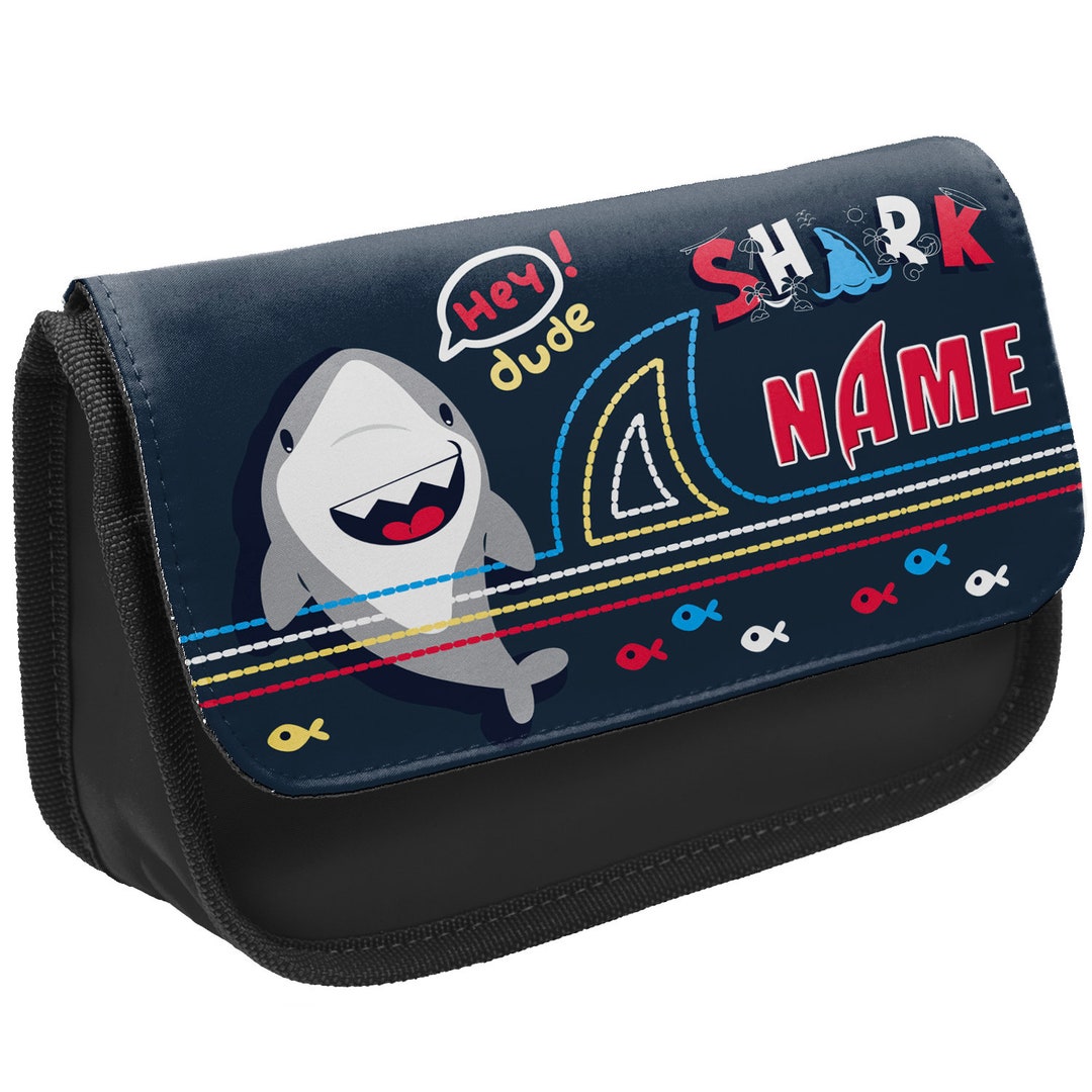 Personalised Boys Shark Pencil Case School Stationary Bag Cute Great ...
