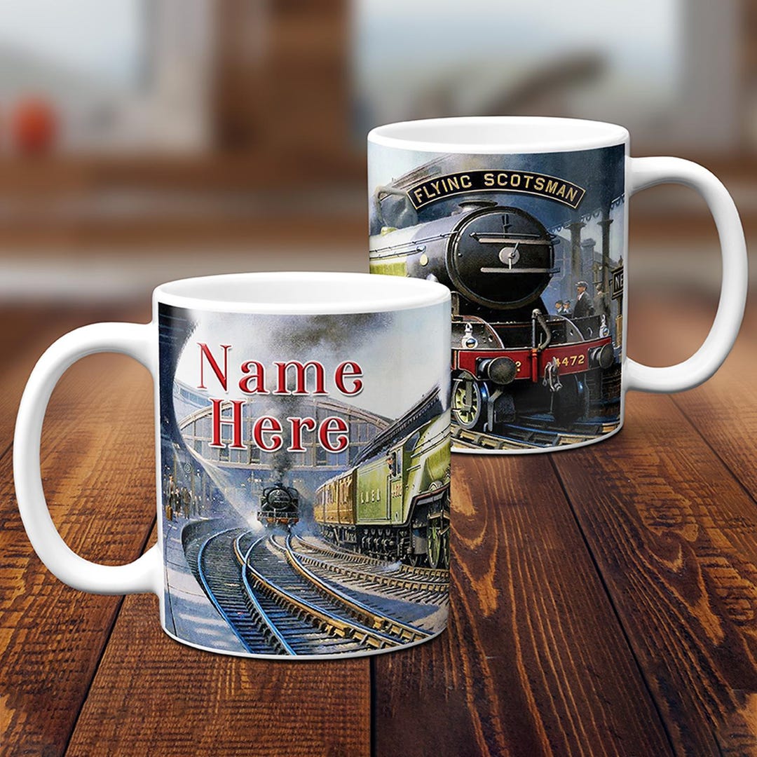 Personalised Flying Scotsman Steam Train Mug Cup British Railway Tea ...
