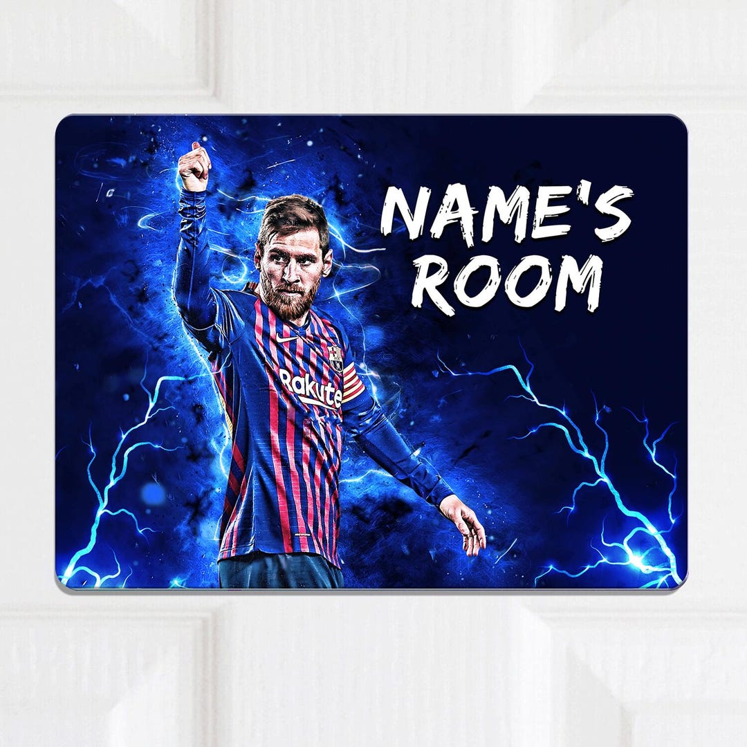 Personalised Messi Football Door Sign Kids Bedroom Name Plaque Legend ...