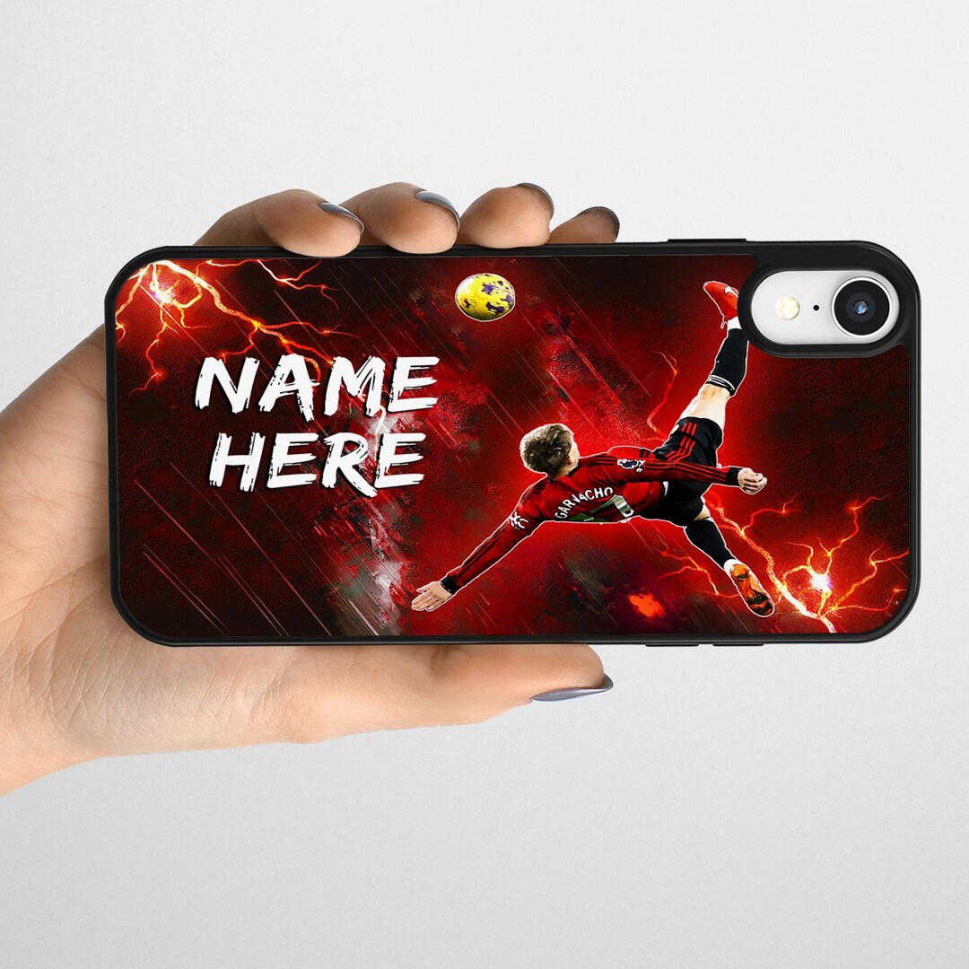 Personalised Garnacho iPhone Case Football Manchester Hard Gel Phone ...
