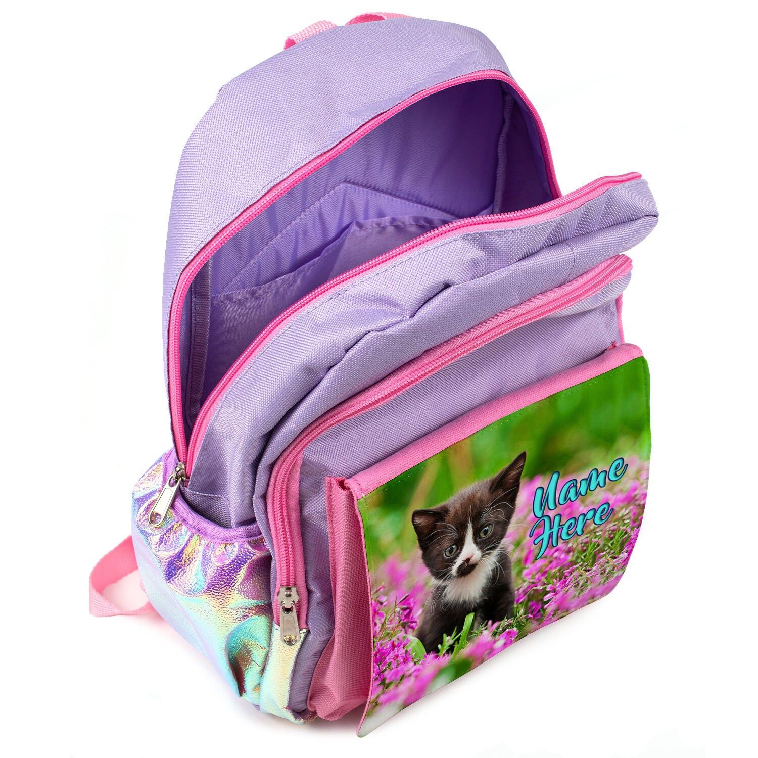 Personalised Girls Kitten School Bag Cute Purple Cat Backpack | Etsy