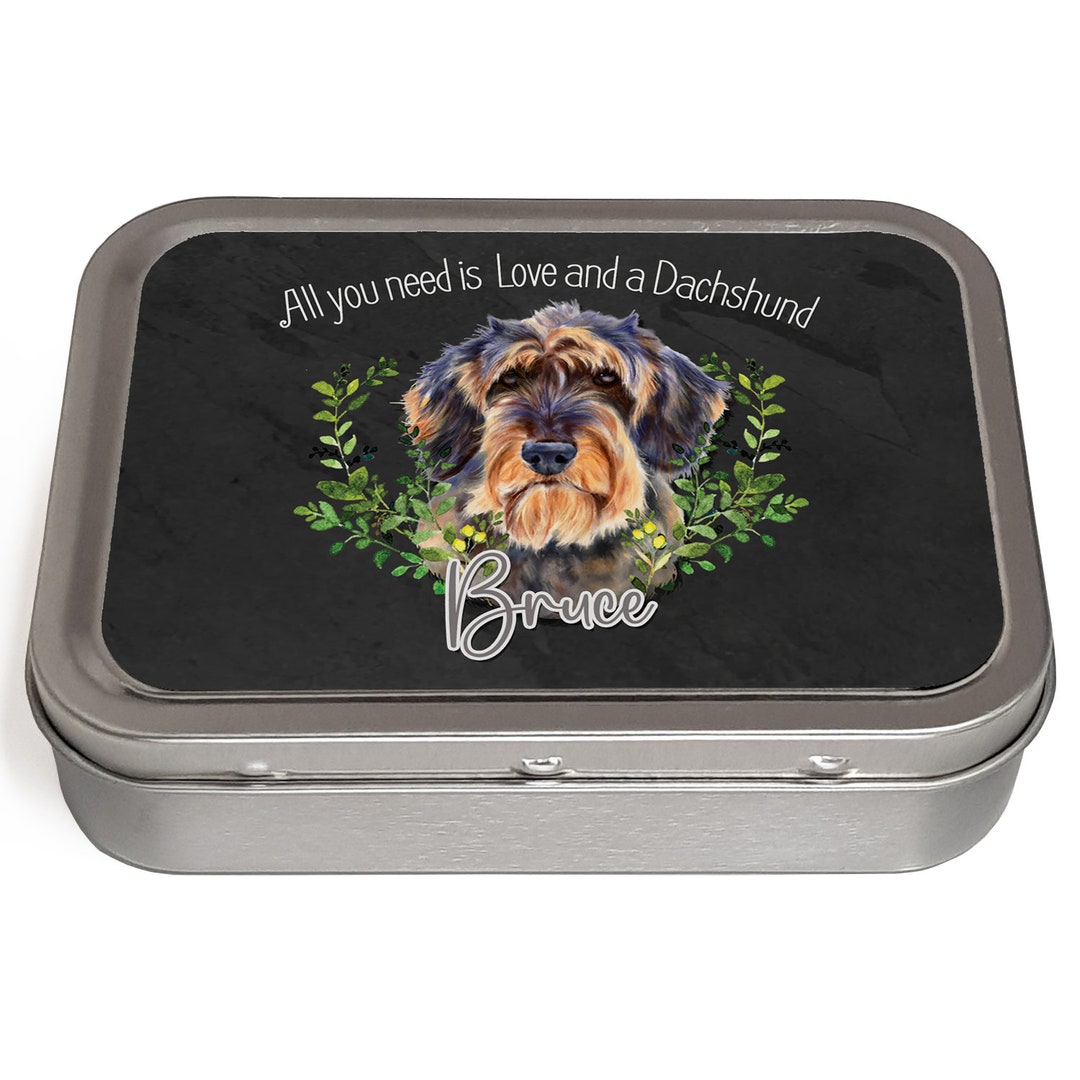 Personalised Long Haired Dachshund Tobacco Tin 2oz Dog Baccy Tin ...